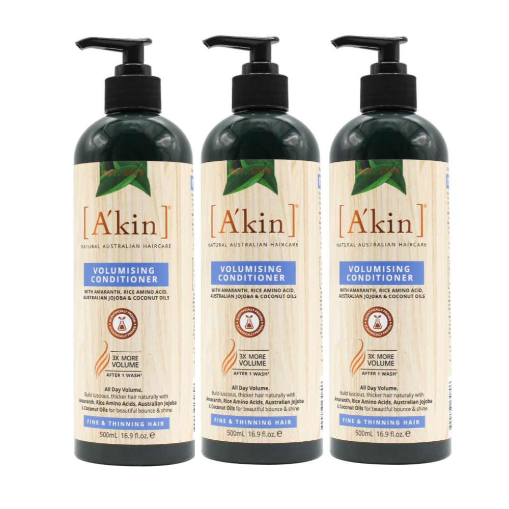 3x Akin Volumising Conditioner Amaranth, Rice Amino Acid, Australian J ...