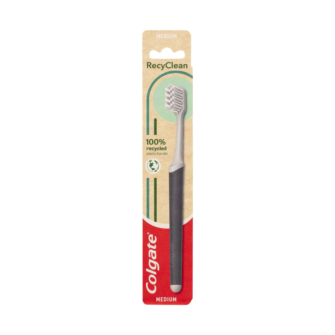 Colgate Recyclean Toothbrush 100% Recycled Plastic Handle Medium 1 Pac ...